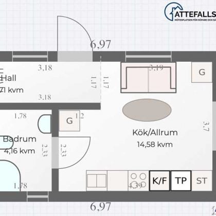 Attefallshus ritning